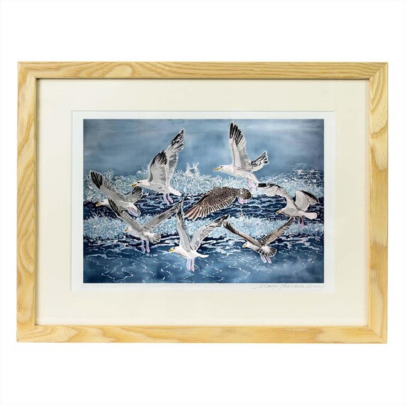 Shell Island Seagulls Print seagull fine art print seaside | Etsy