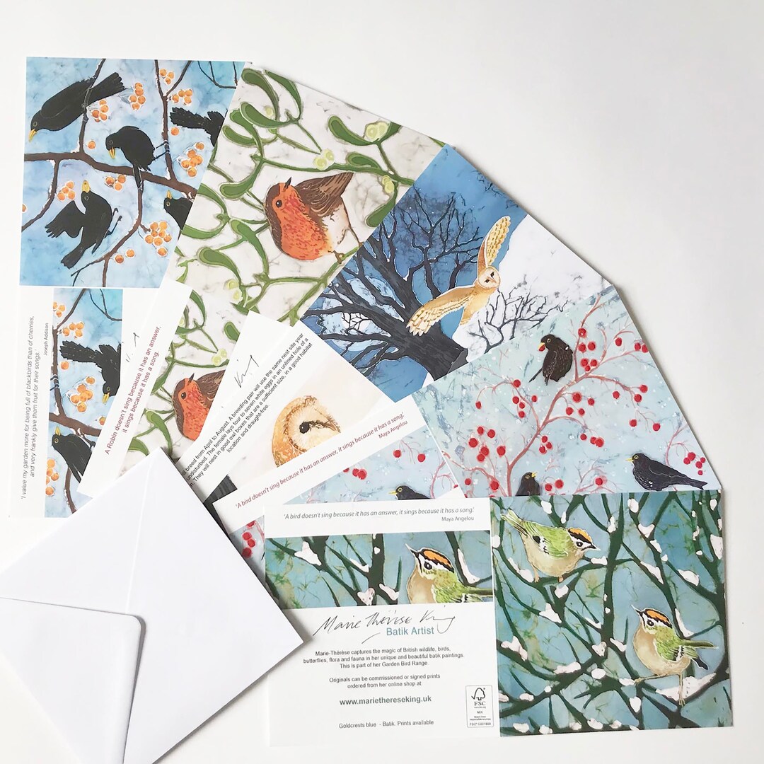 Winter Festival Art Cards Multipack of 5, Winter Bird Art Cards, Winter ...