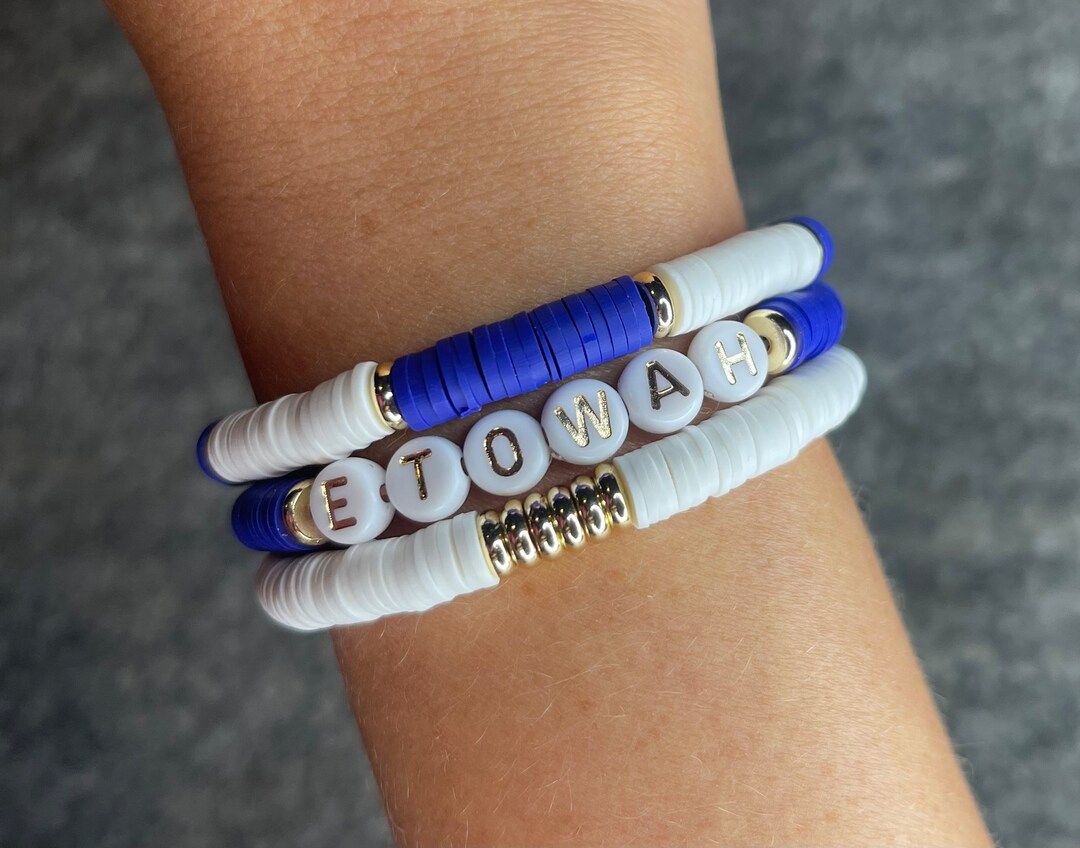 School Spirit Stackable Bracelets Blue and White - Etsy