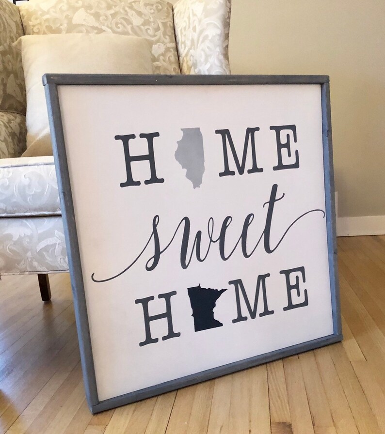 Home sweet home decor state signs wood large sign state | Etsy