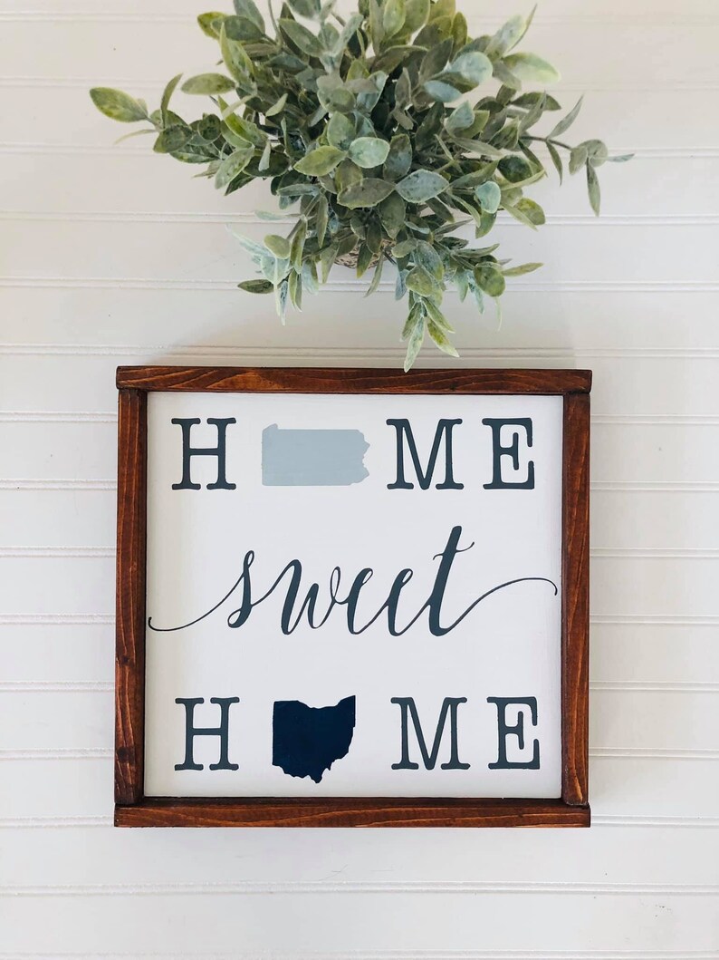 Home sweet home decor state signs wood large sign state | Etsy