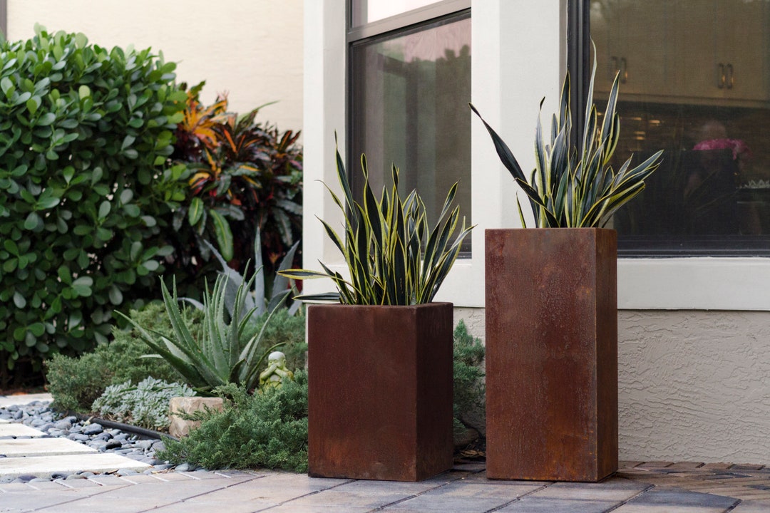 Corten Steel Column Planter - Etsy