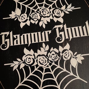 Glamour Ghoul Wood Sign Black Wall Plaque Spooky Girl Decor Halloween ...