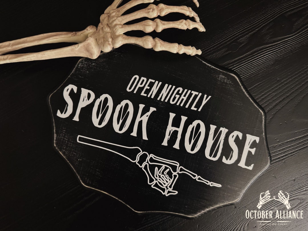 Spook House Wood Sign: Skeleton Hand Halloween Decor - Etsy