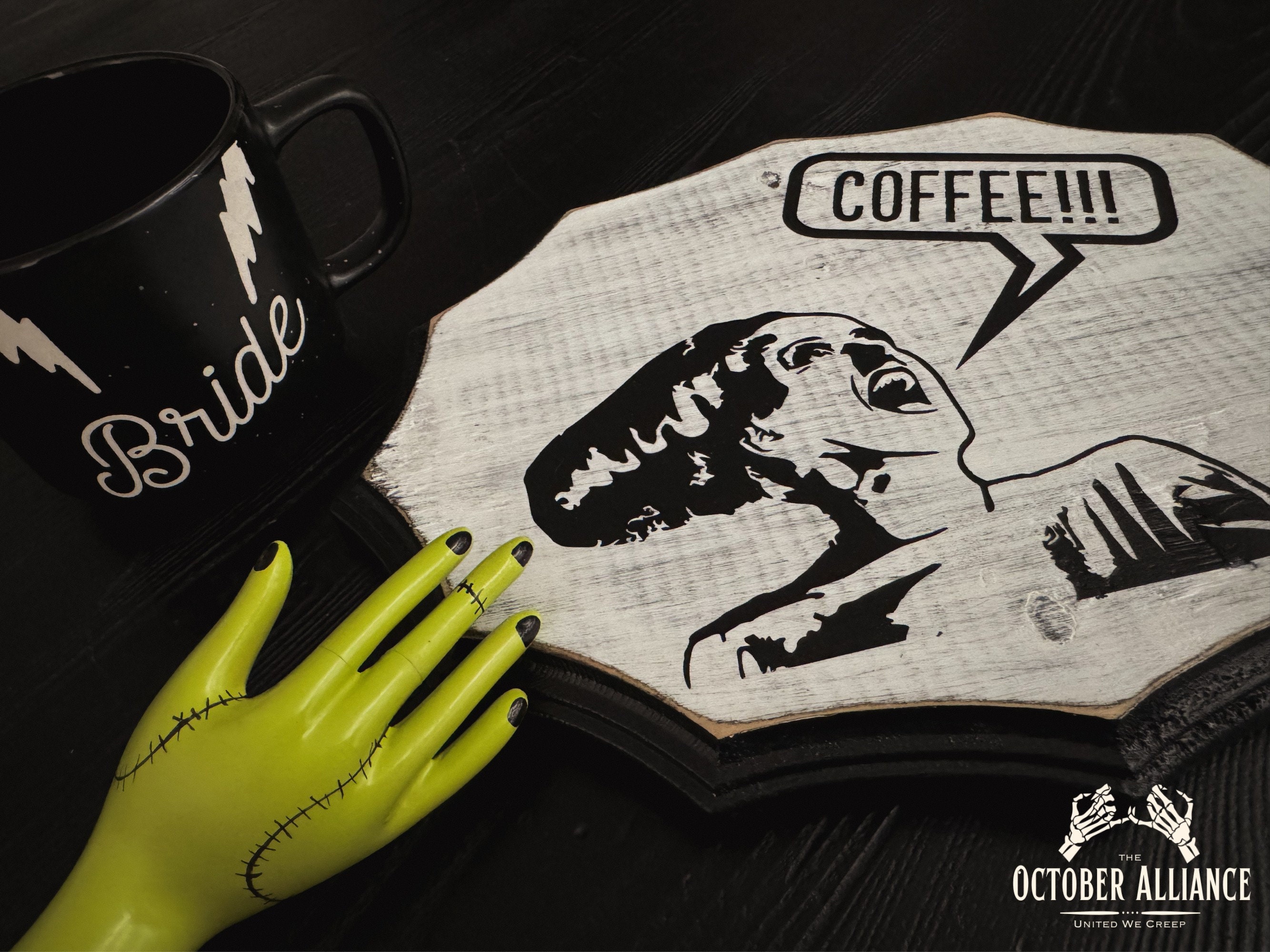 Bride of Frankenstein Coffee Wood Plaque - Spooky Halloween Decor - Etsy