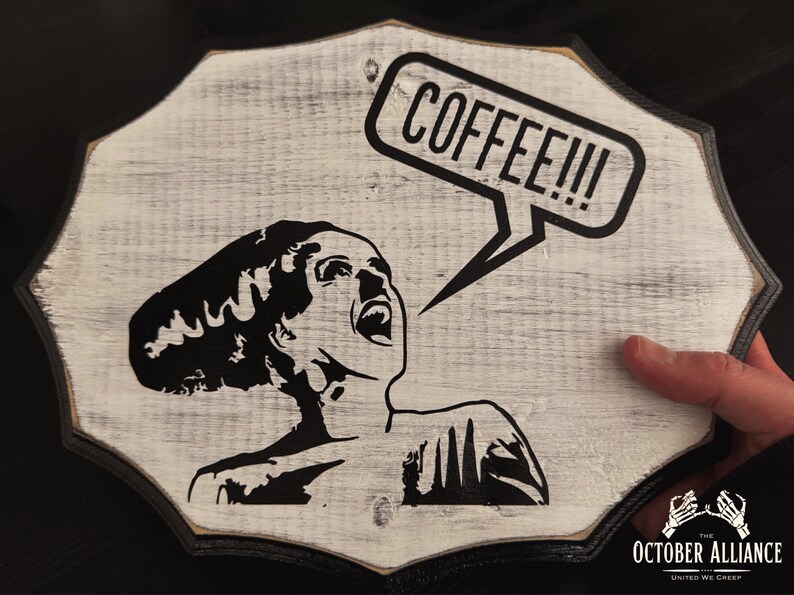 Bride of Frankenstein Coffee Wood Plaque - Spooky Halloween Decor - Etsy
