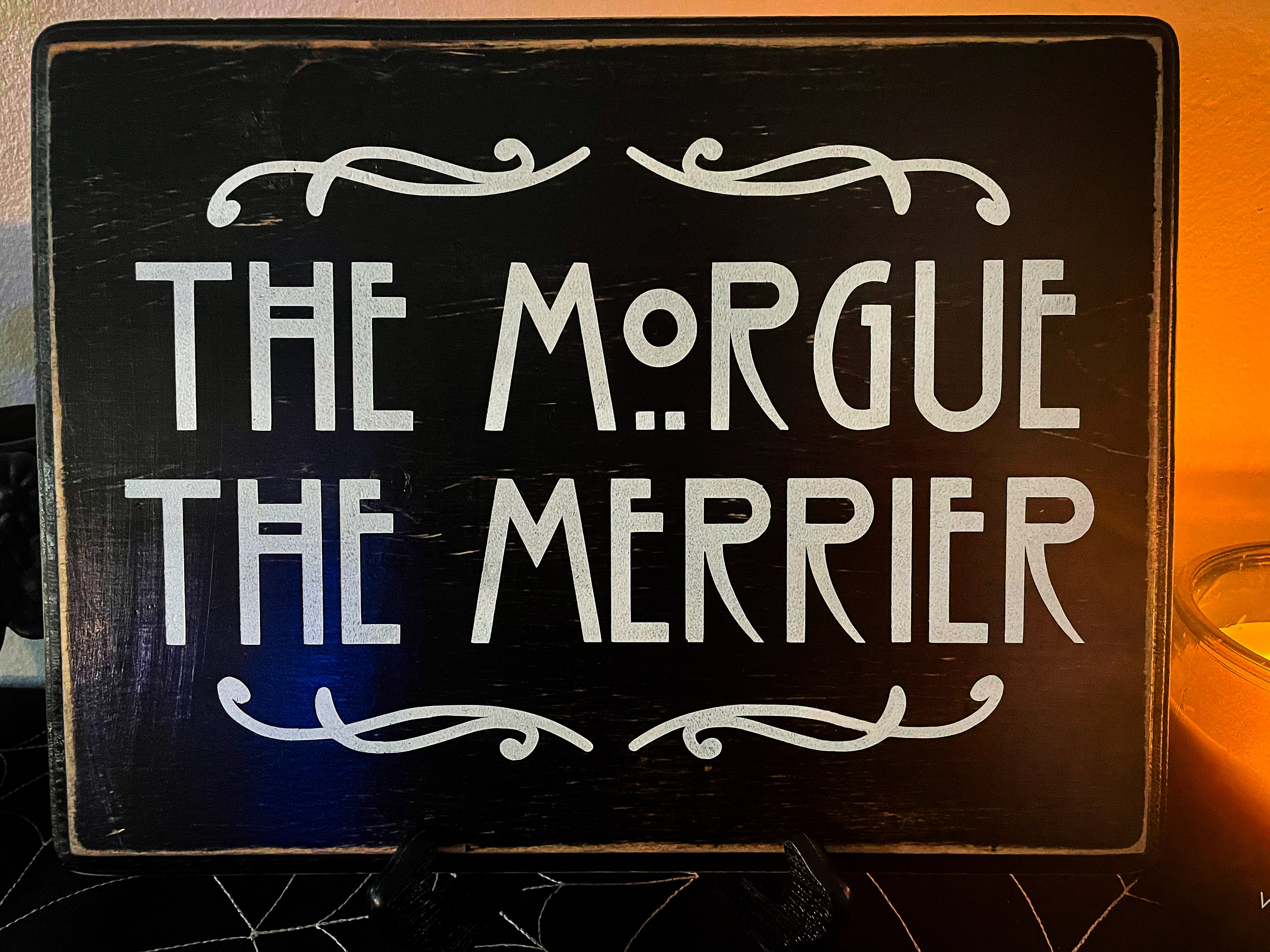 The Morgue the Merrier Wood Wall Plaque Black Large 10 Sign Gothic Home ...