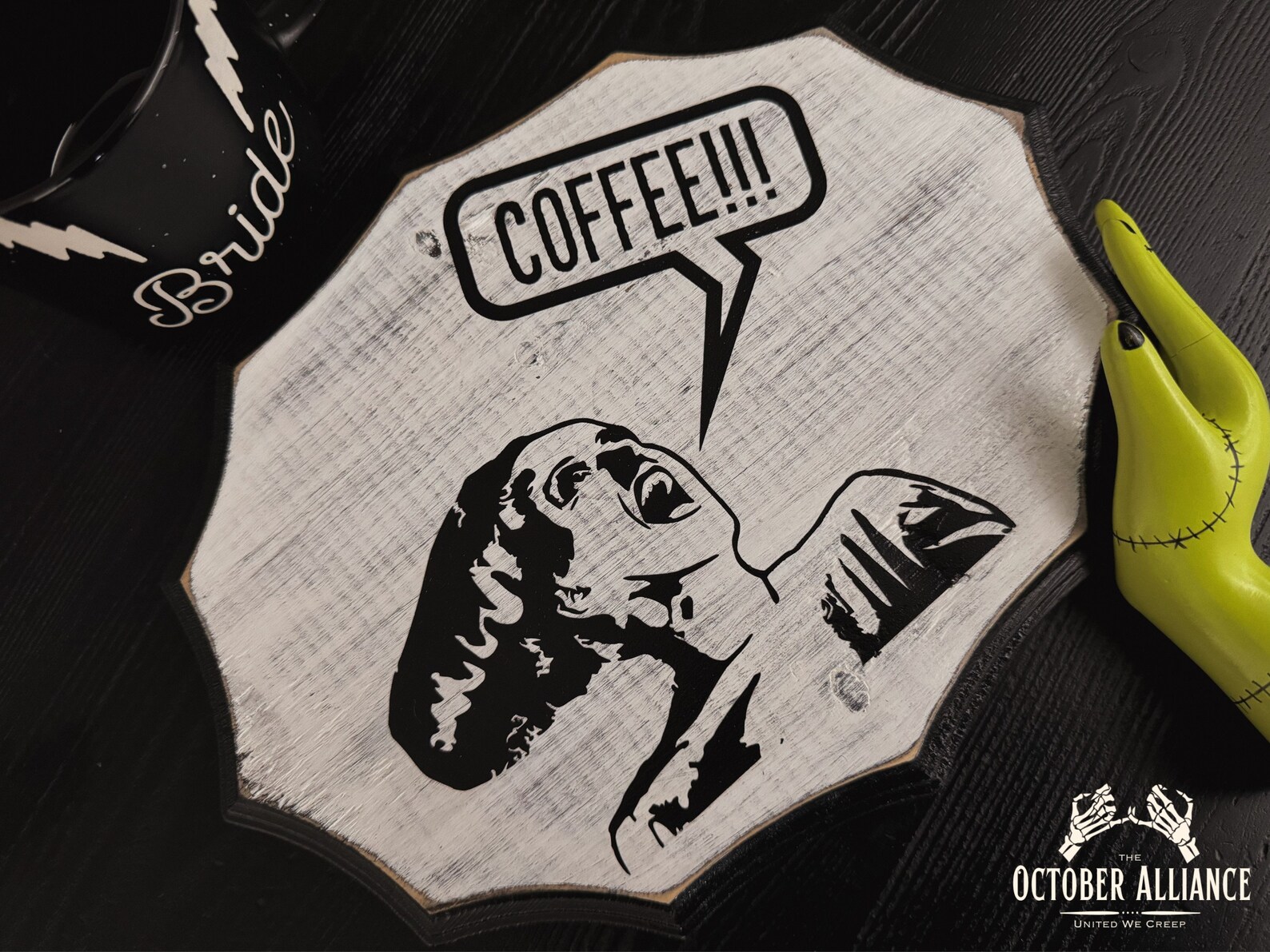 Bride of Frankenstein Coffee Wood Plaque - Spooky Halloween Decor - Etsy