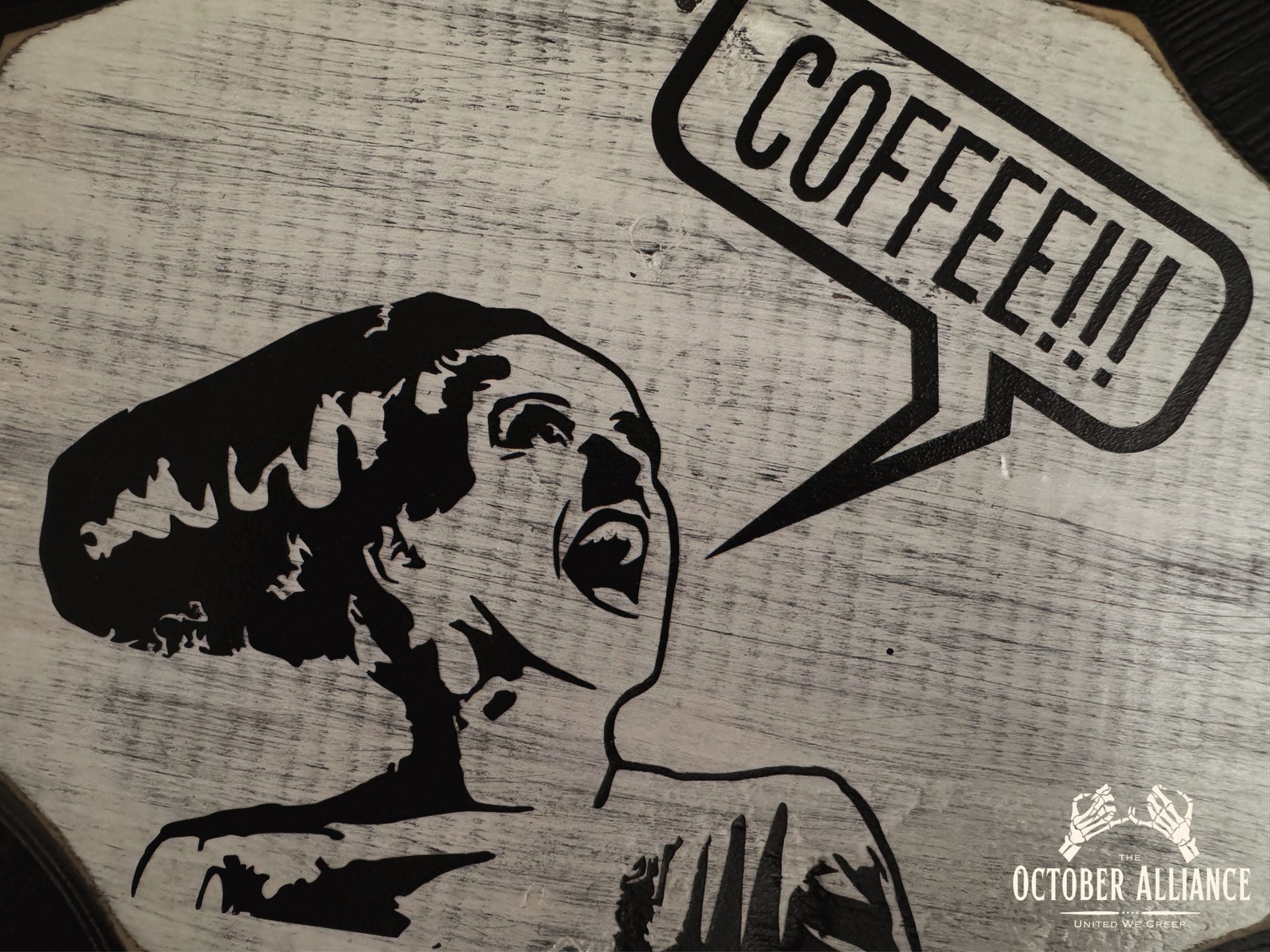 Bride of Frankenstein Coffee Wood Plaque - Spooky Halloween Decor - Etsy