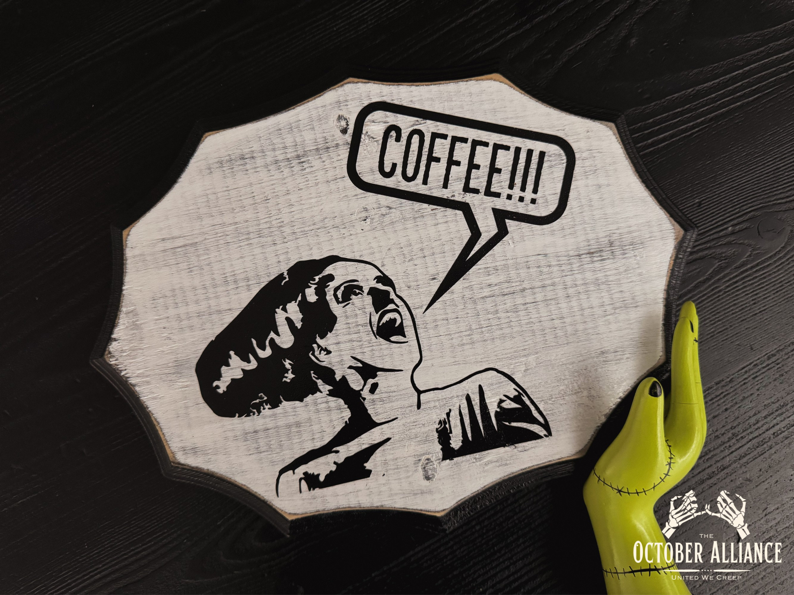 Bride of Frankenstein Coffee Wood Plaque - Spooky Halloween Decor - Etsy