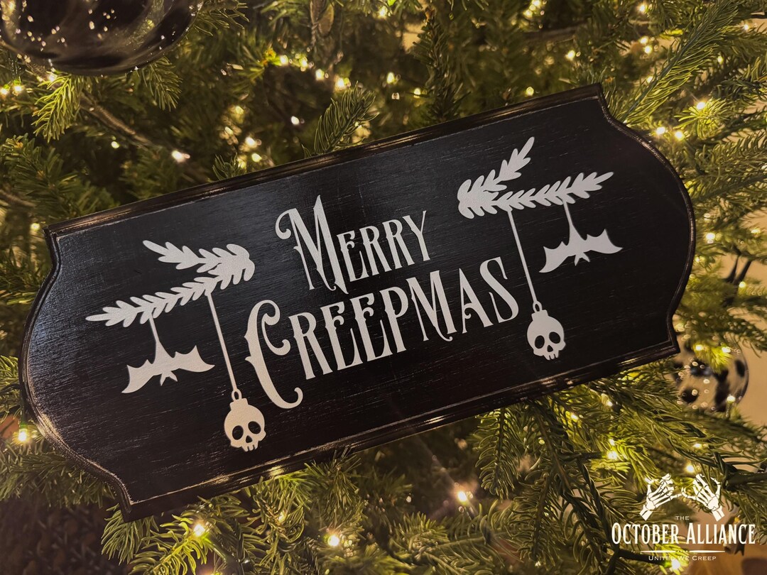 Merry Creepmas Solid Wood Wall Plaque | Dark Christmas Decor ...
