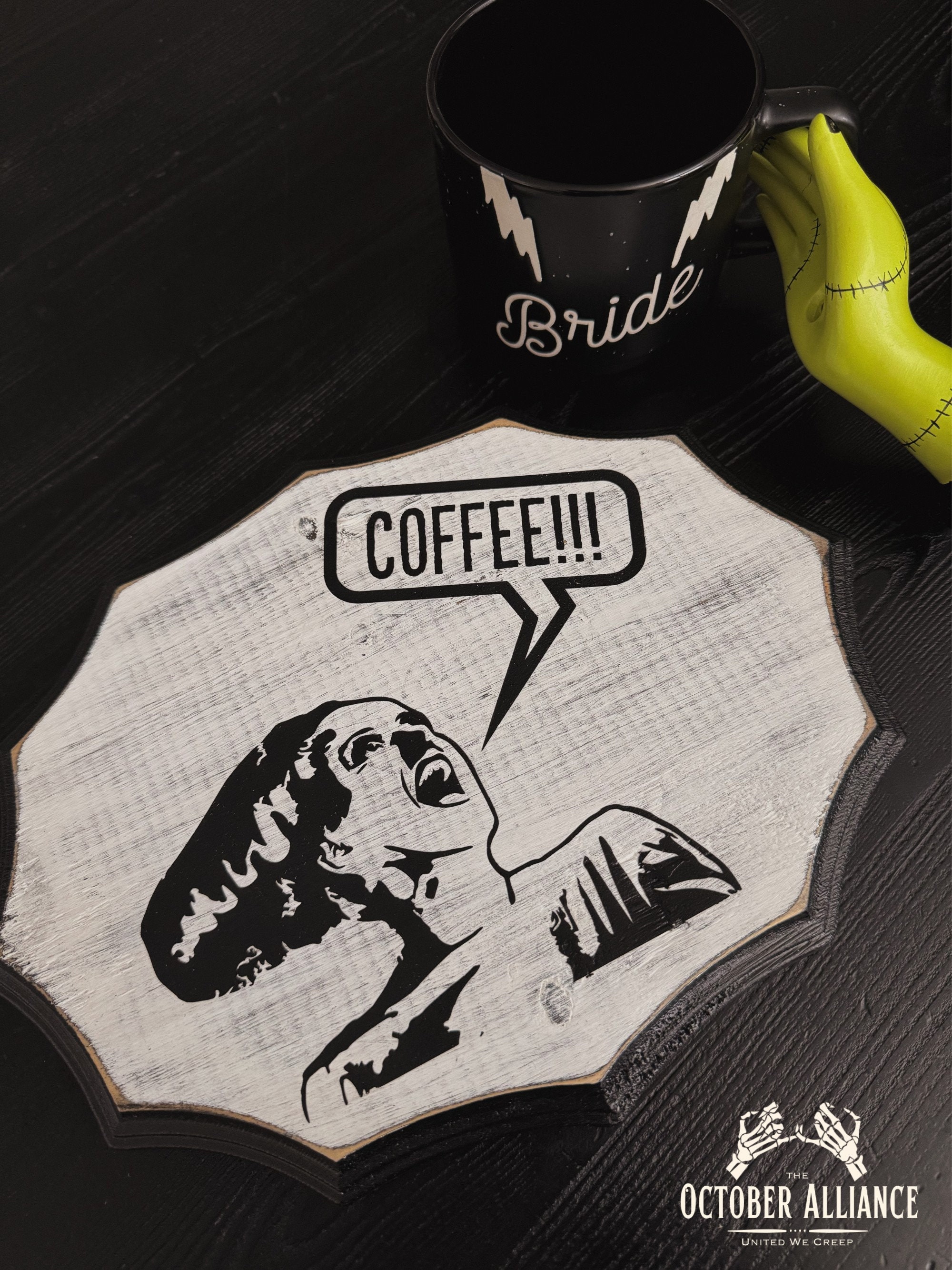 Bride of Frankenstein Coffee Wood Plaque - Spooky Halloween Decor - Etsy