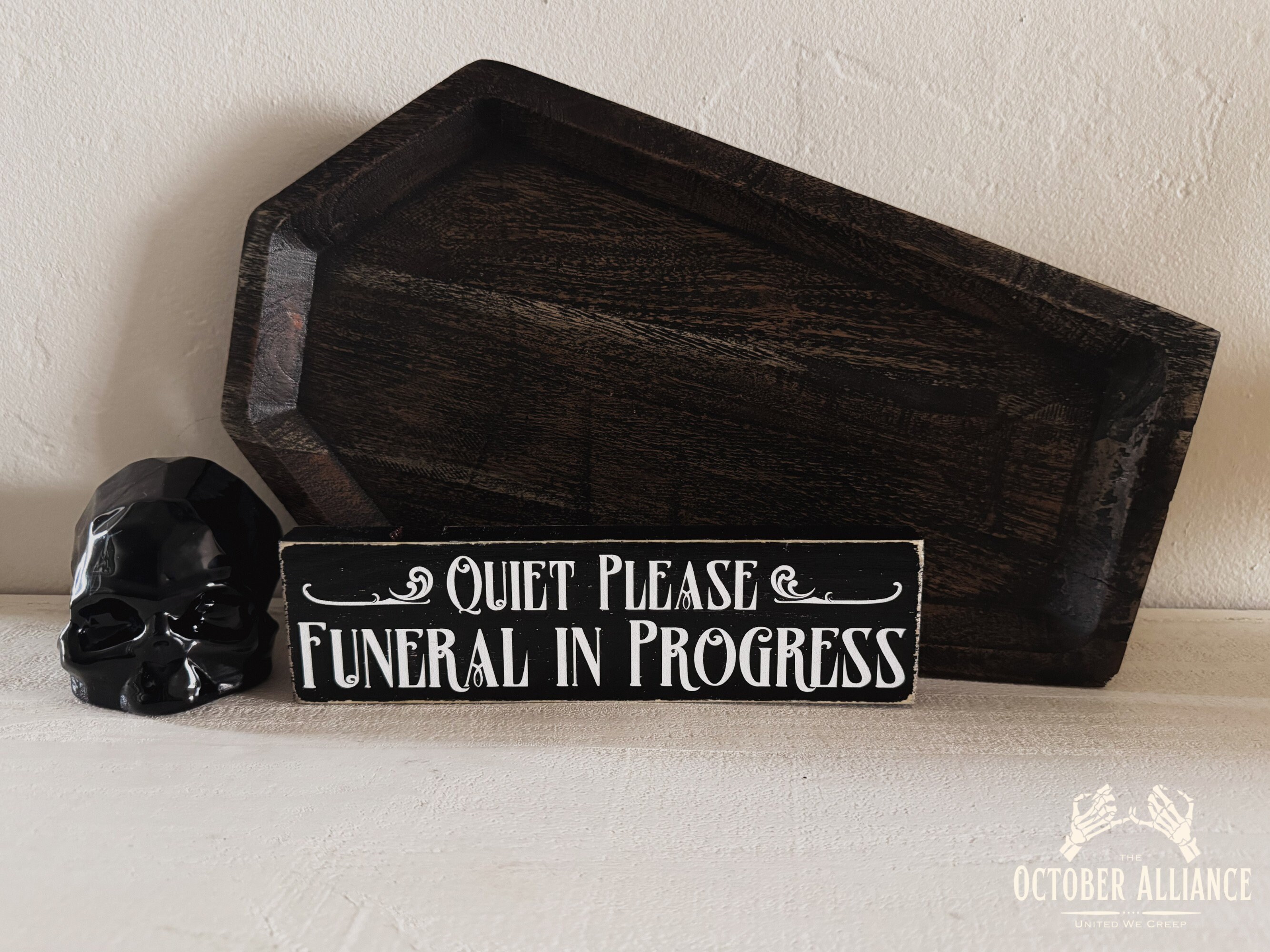 Quiet Please Funeral in Progress Wood Sign Momento Mori Halloween Home ...