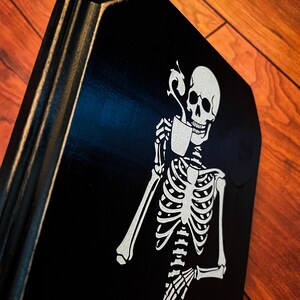 Mourning Coffee Skeleton Solid Wood Sign Distressed Rectangle Wall ...