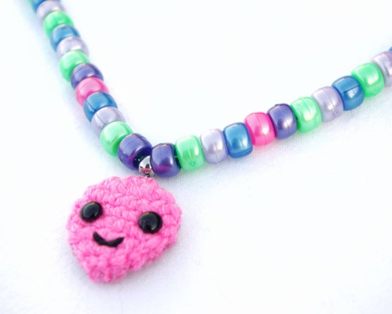 Bright Pink Alien Necklace 90s Y2k Bead Chain Necklace Cute | Etsy