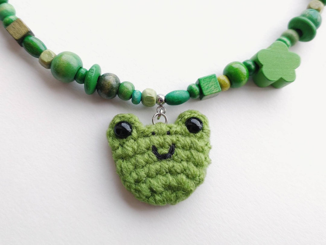 Froggy Wooden Bead Necklace, Kidcore Colourful Frog Necklace - Etsy