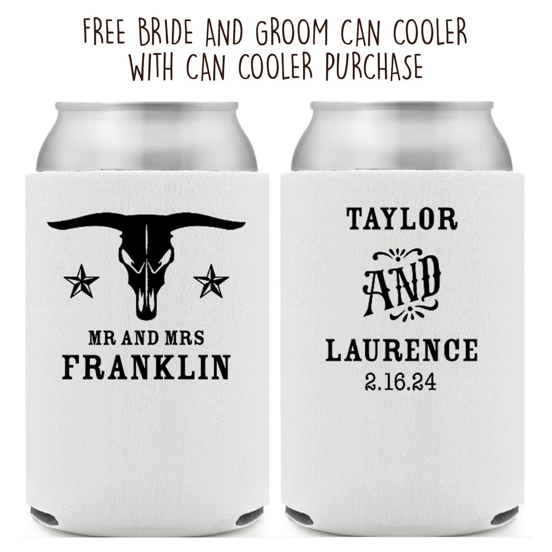 Rustic Cow Skull Wedding Can Coolers, Western Theme Favors - Etsy