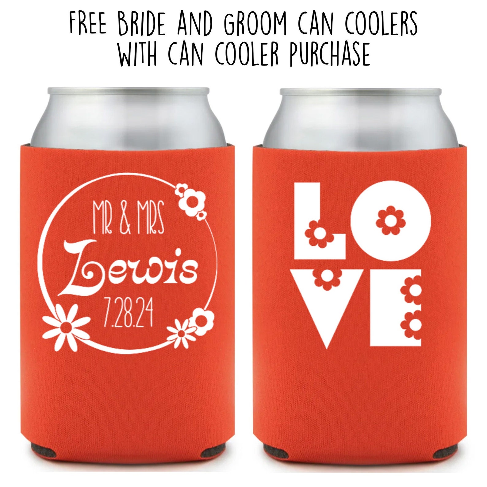 Custom Boho Wedding Can Coolers Bohemian Wedding Can Cooler Vintage ...