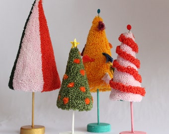 Set of 2 Punch Needle Christmas Ornaments Christmas Tree - Etsy