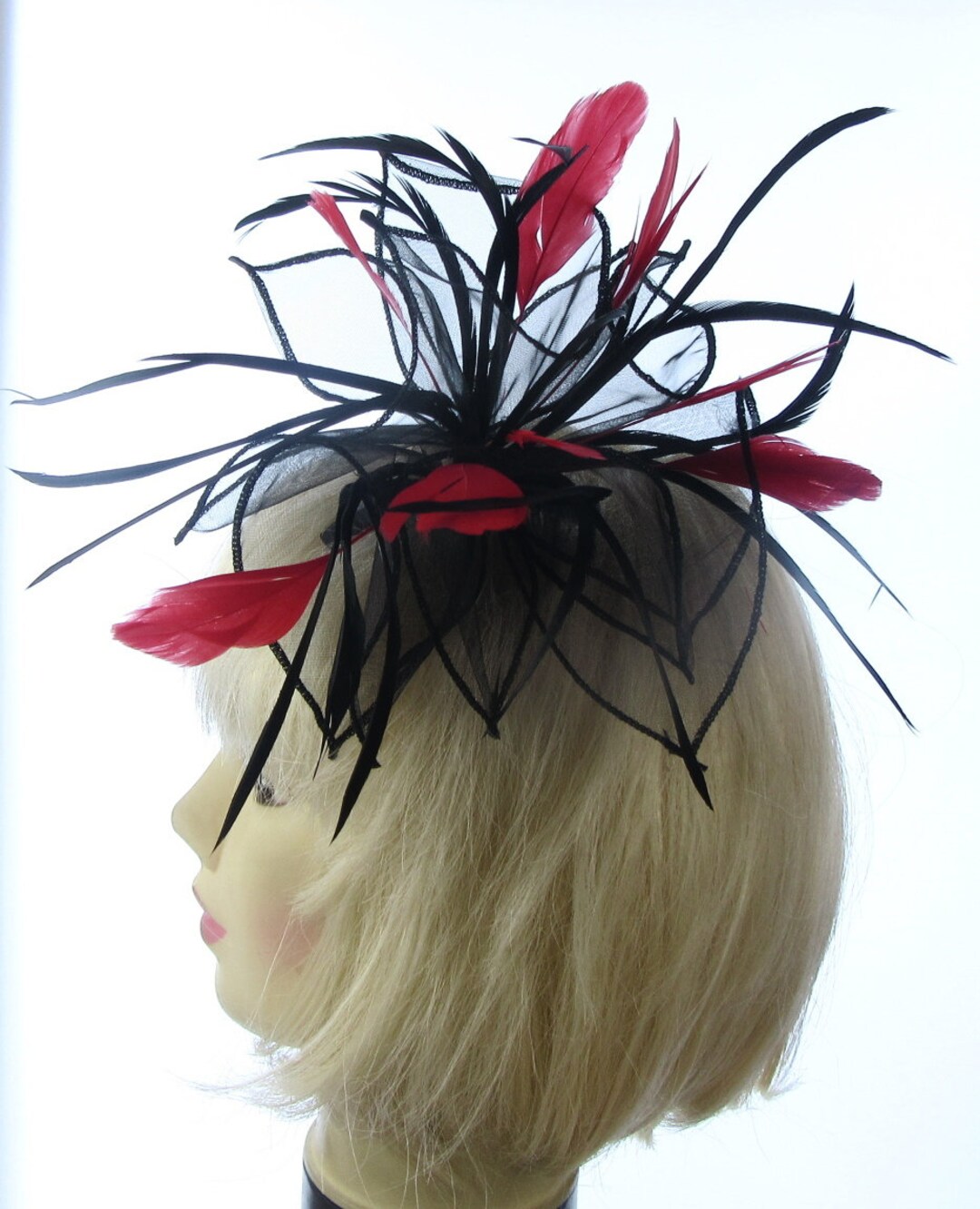 Black and Red Fascinator Comb Weddings Races Prom Ladies Day - Etsy