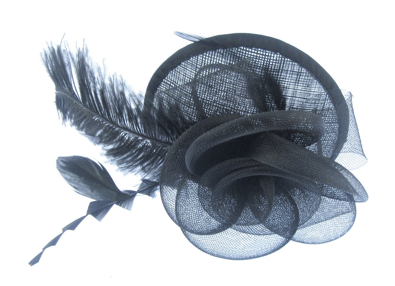Black fascinator mini hat weddings races prom formal | Etsy