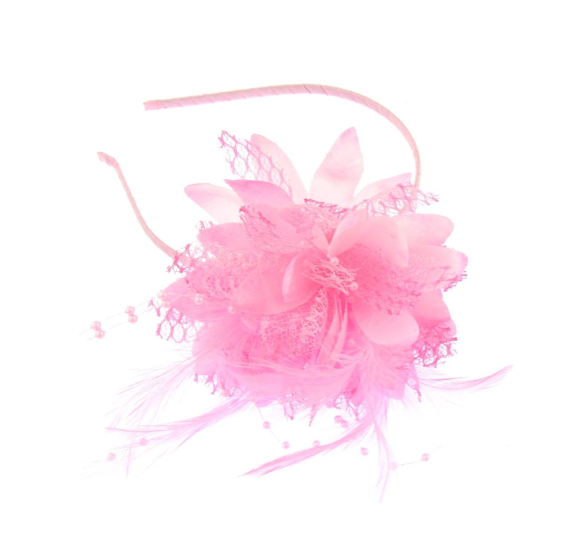 Light Pink Fascinator With Lace and Beading on a Headband. | Etsy UK