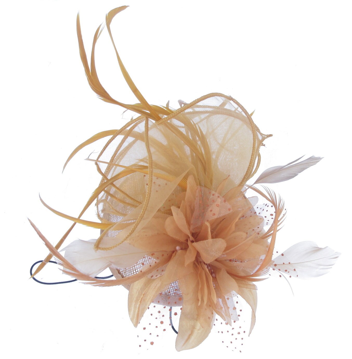 Gold mustard fascinator cap comb elastic weddings ascot | Etsy