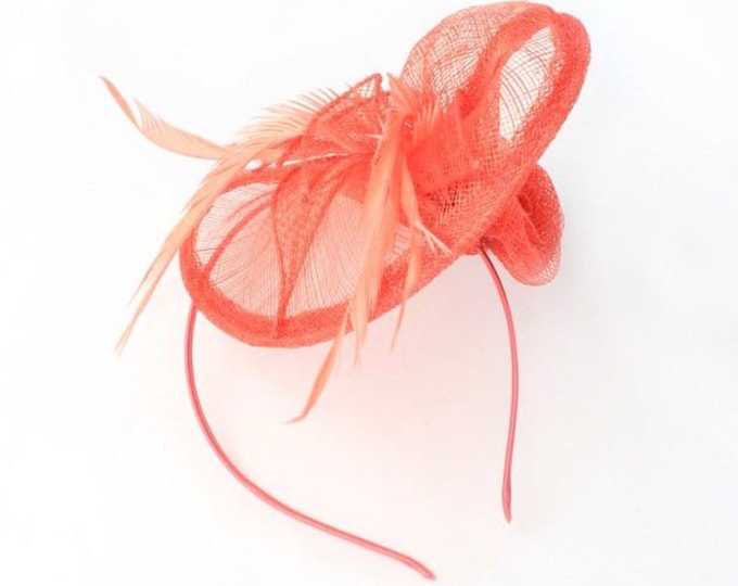 Coral Mini Fascinator Arianna Mini Coral Mesh Fascinator - Etsy