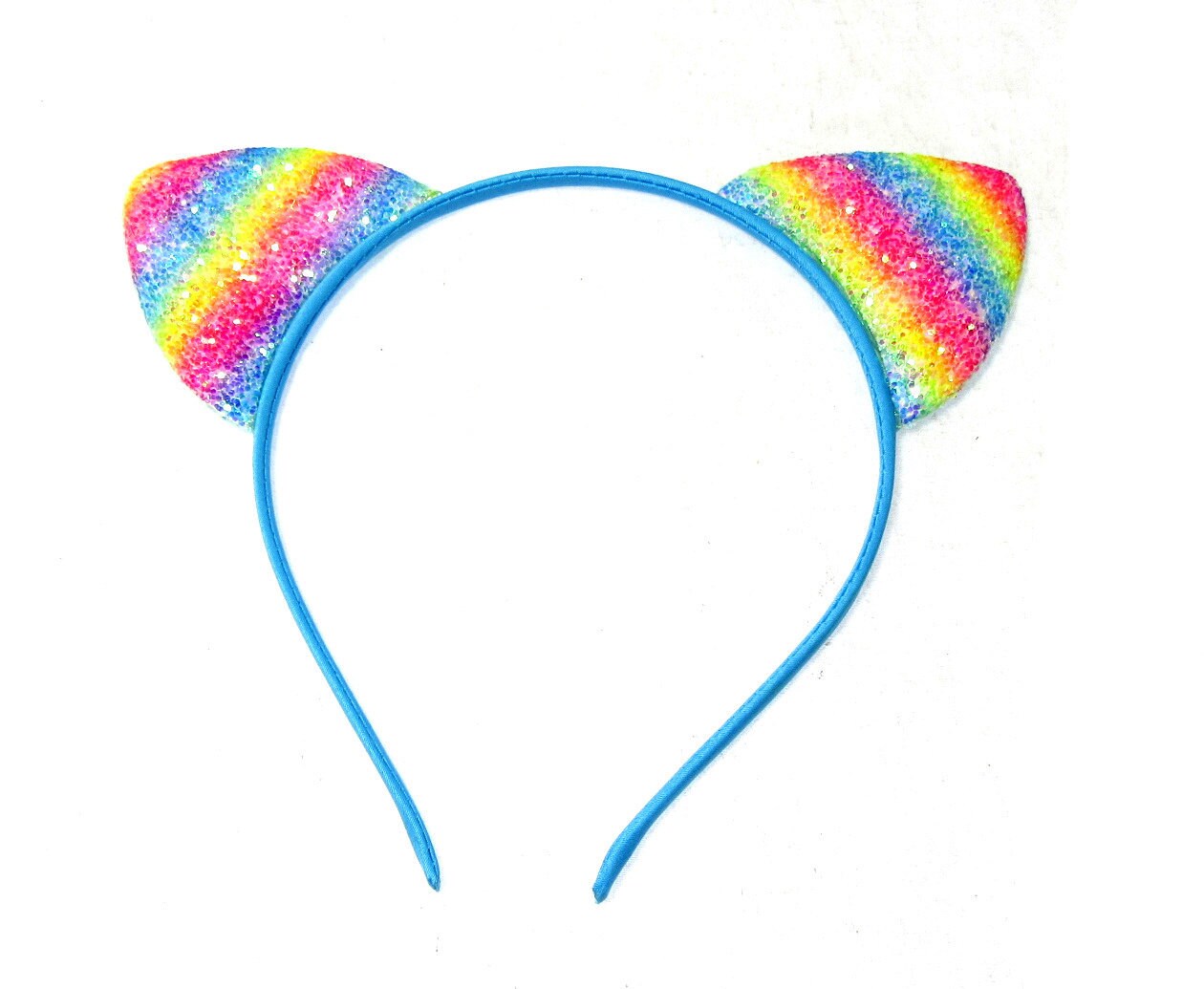 Sparkling Rainbow Cat Ears Headband In Assorted Colour Etsy