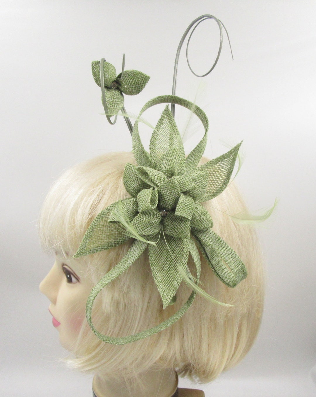Sage Green Tall Fascinator Headband Weddings, Races,prom , Ladies Day ...