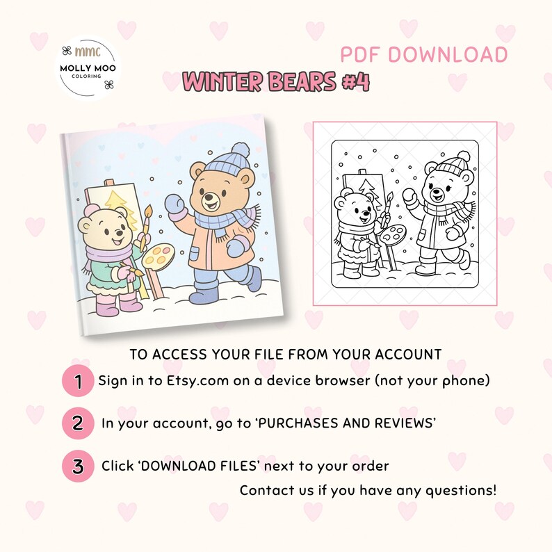 Winter Bear Friends Coloring Pages #4: Molly Moo Coloring (digital ...