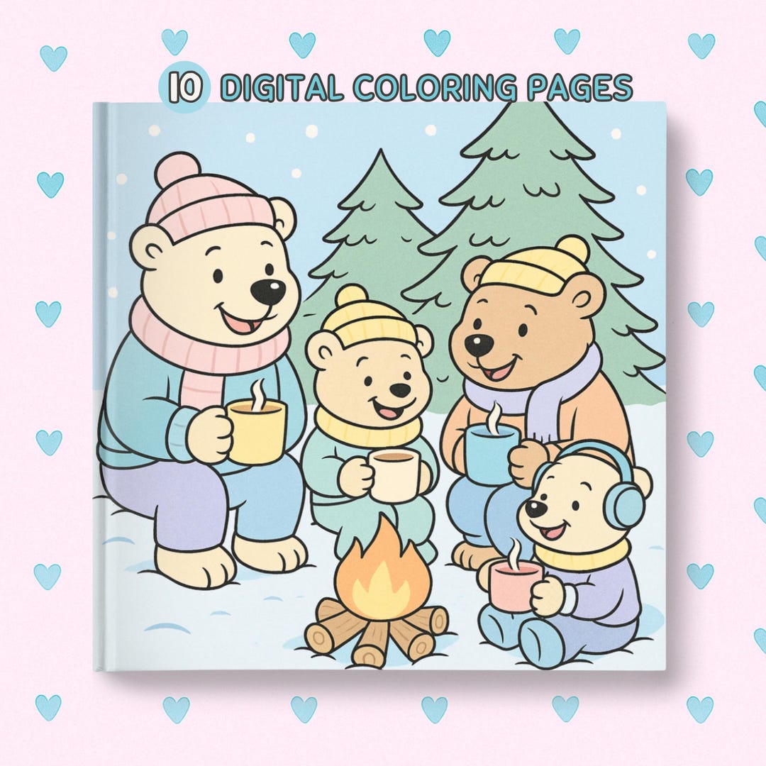 Winter Bear Friends Coloring Pages #3: Molly Moo Coloring (digital ...