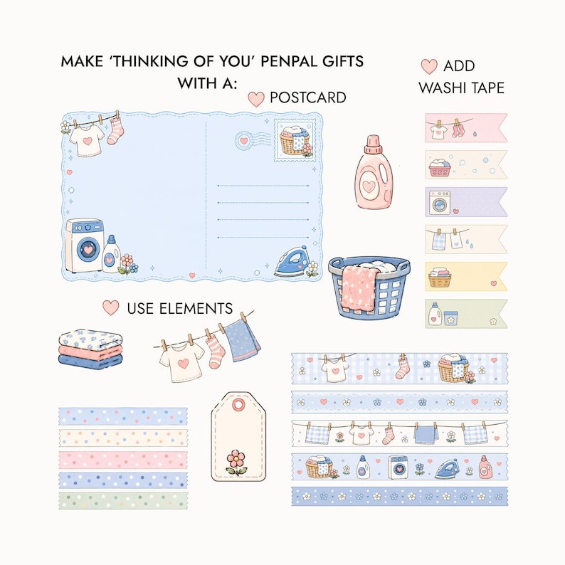Laundry Day Kawaii Stationery Kit – Penpal Letters, Journaling, Happy ...
