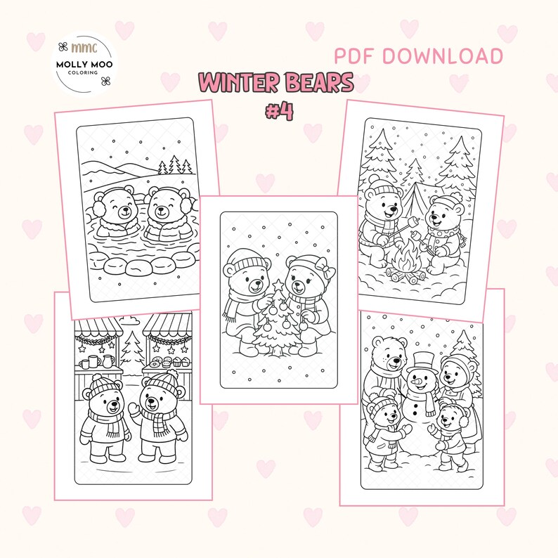 Winter Bear Friends Coloring Pages #4: Molly Moo Coloring (digital ...