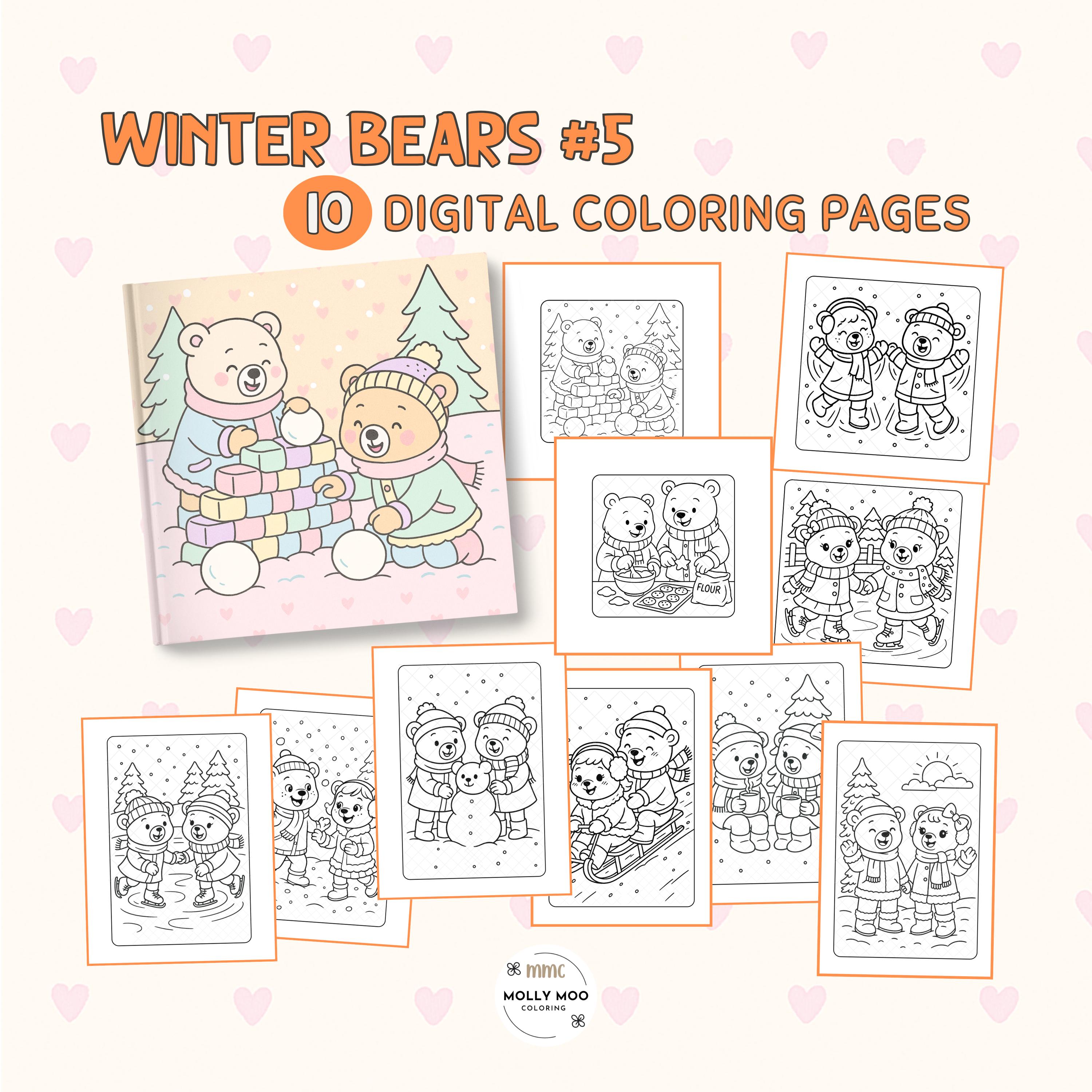 Winter Bear Friends Coloring Pages #5: Molly Moo Coloring (digital ...