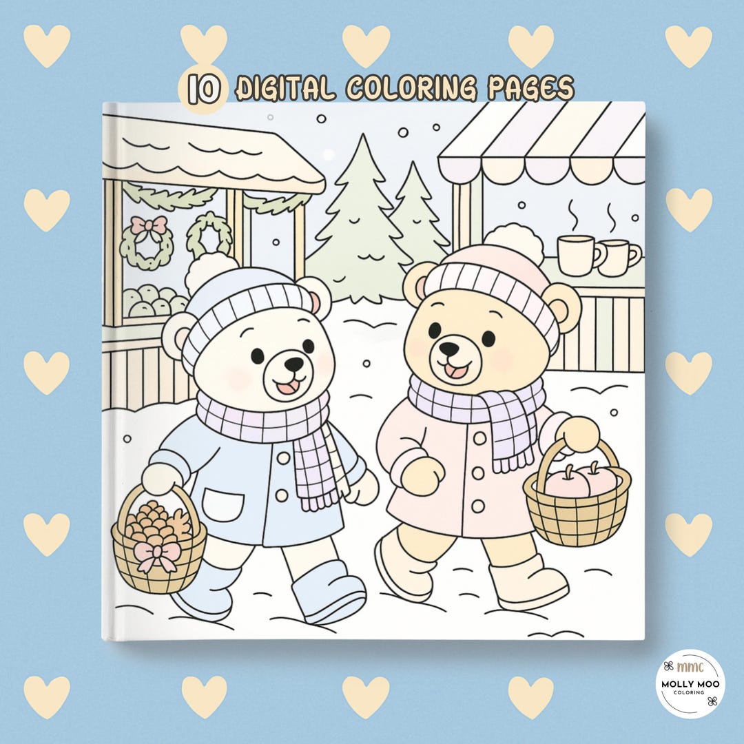 Winter Bear Friends Coloring Pages #6: Molly Moo Coloring (digital ...