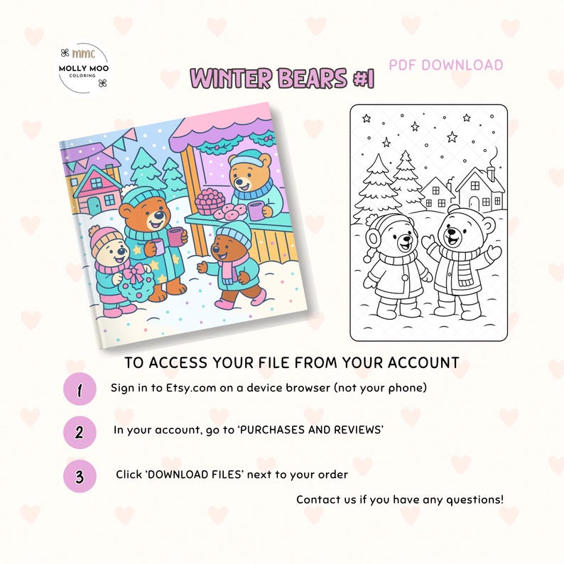 Winter Bear Friends Coloring Pages #1: Molly Moo Coloring (digital ...