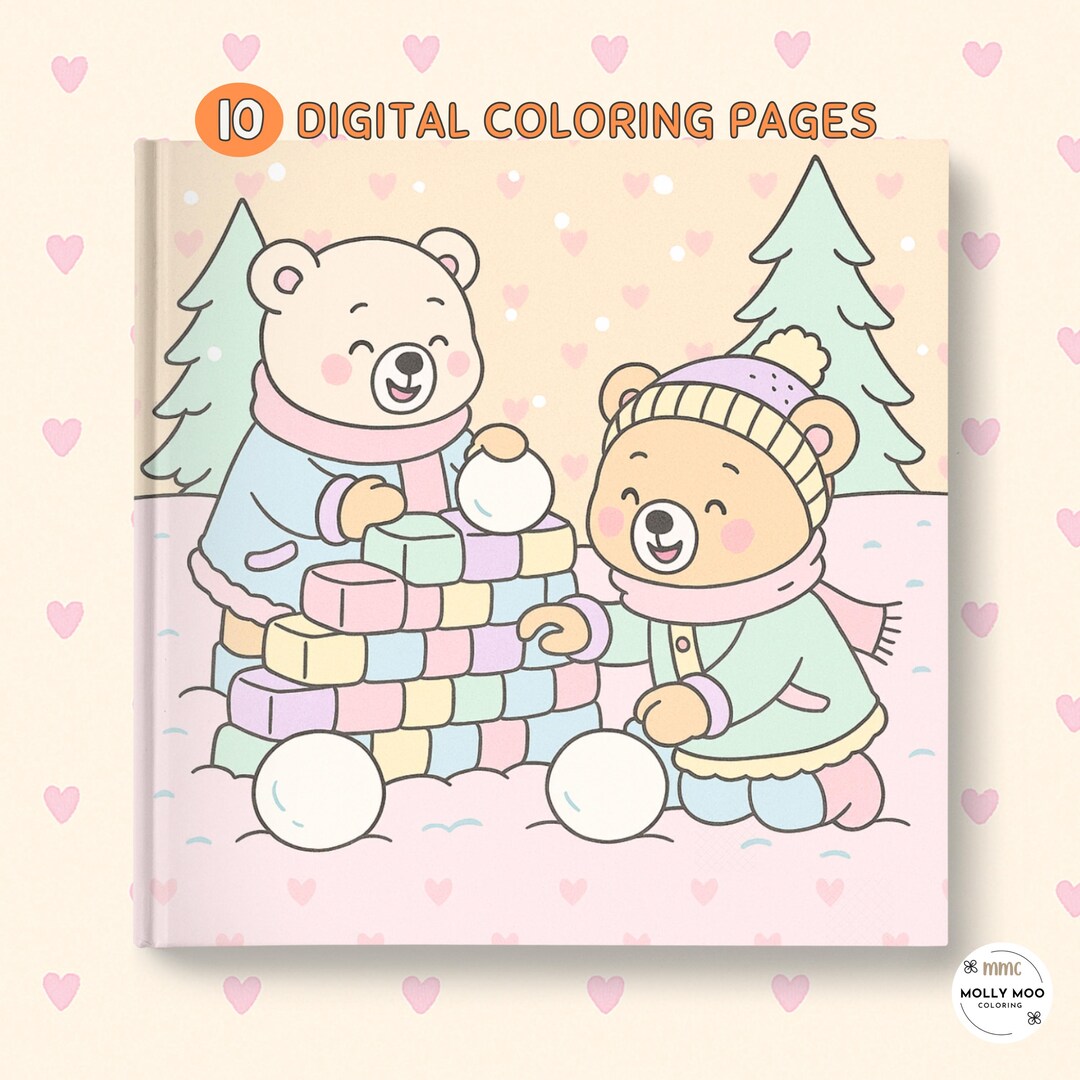 Winter Bear Friends Coloring Pages #5: Molly Moo Coloring (digital ...