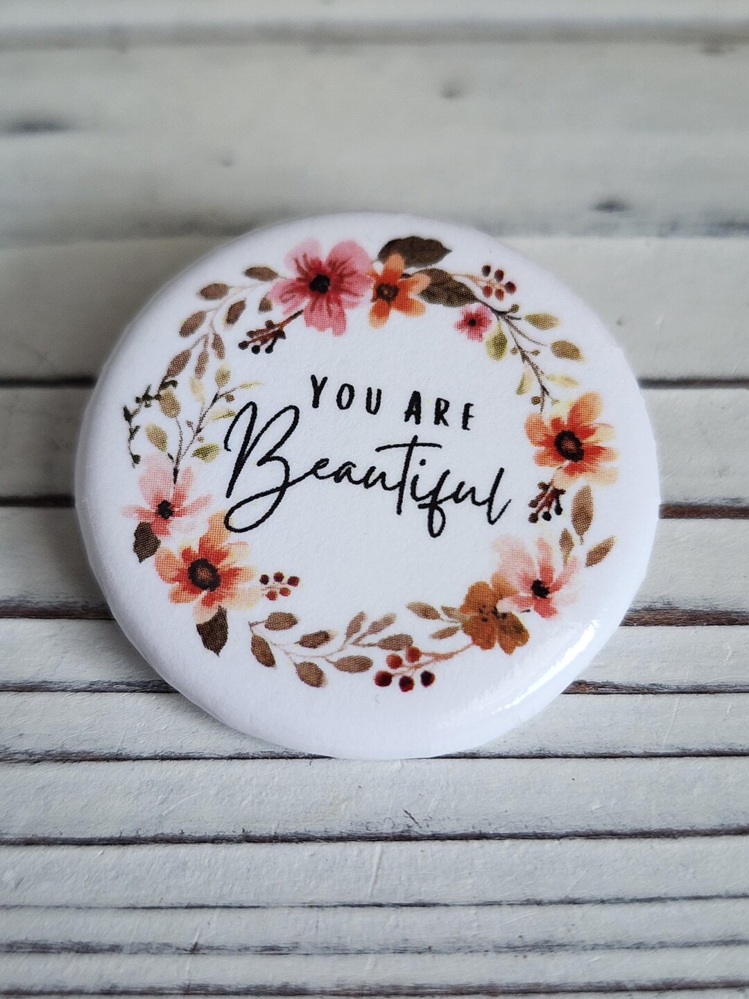 Positive Affirmation Floral Button Pin (1.25 Inch) - Etsy