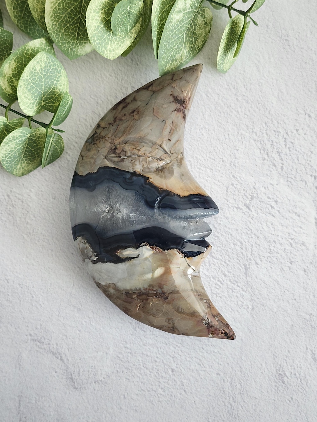 Volcano Agate Carved Moon, 631g - Etsy