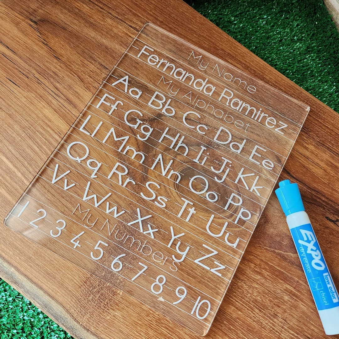 Personalized Name and Alphabet Board, Dry Erase, Acrylic, Preschool ...