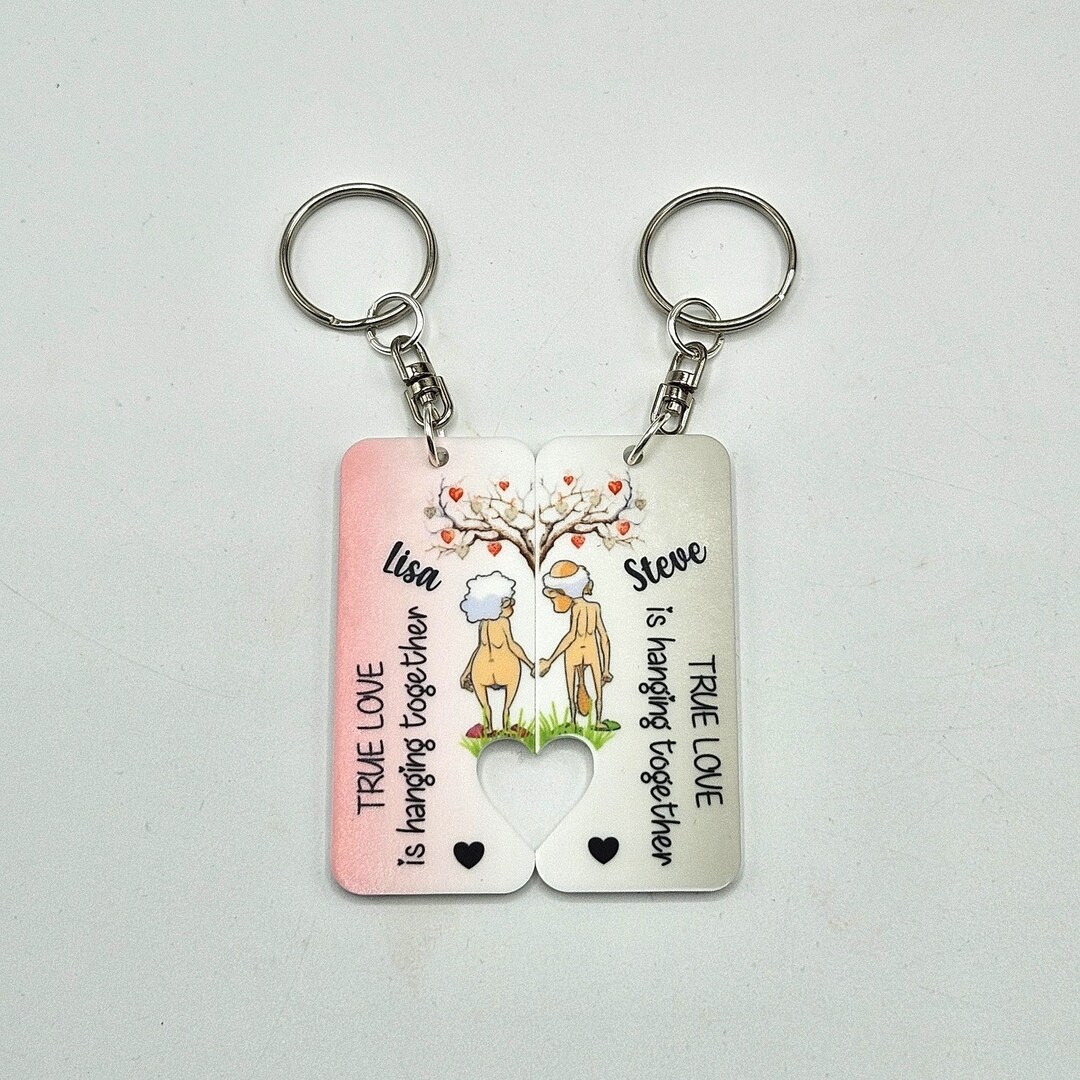 Personalised Valentines Day Keying Set, Funny Couple Keyrings, His N ...