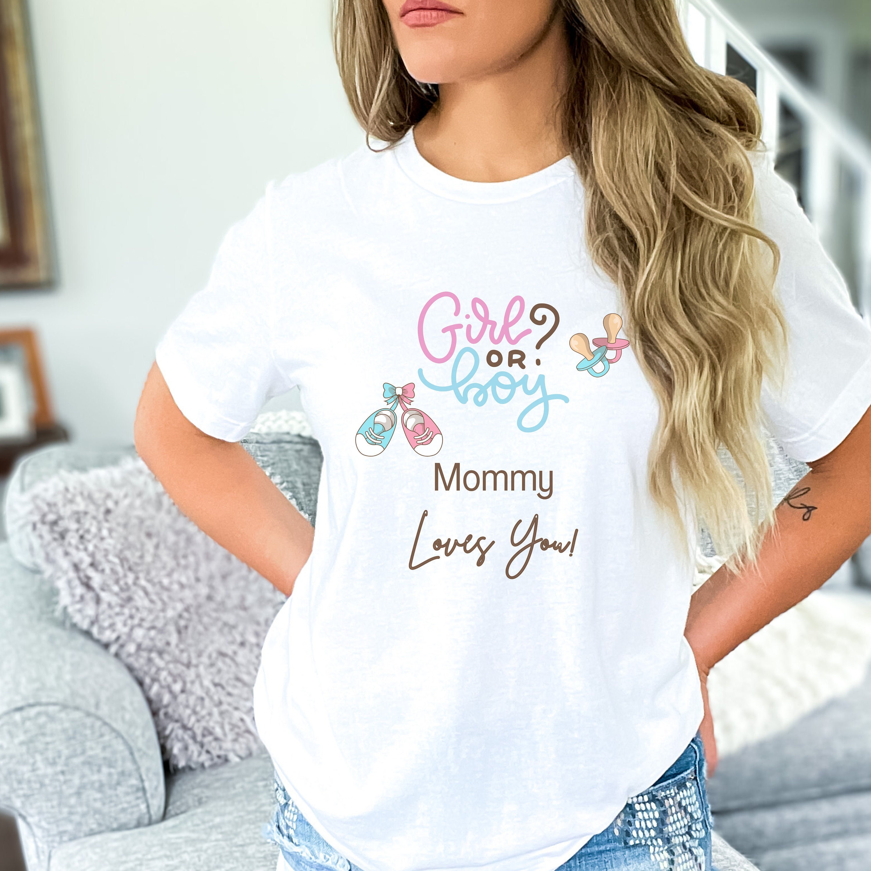 Custom Gender T Shirt Gender Party Shirts Baby Announcement Mommy Daddy ...