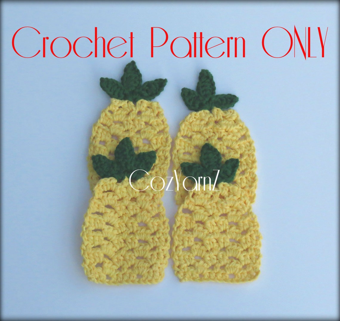 Pineapple Drink Coaster Crochet Pattern Tropical Fruit - Etsy