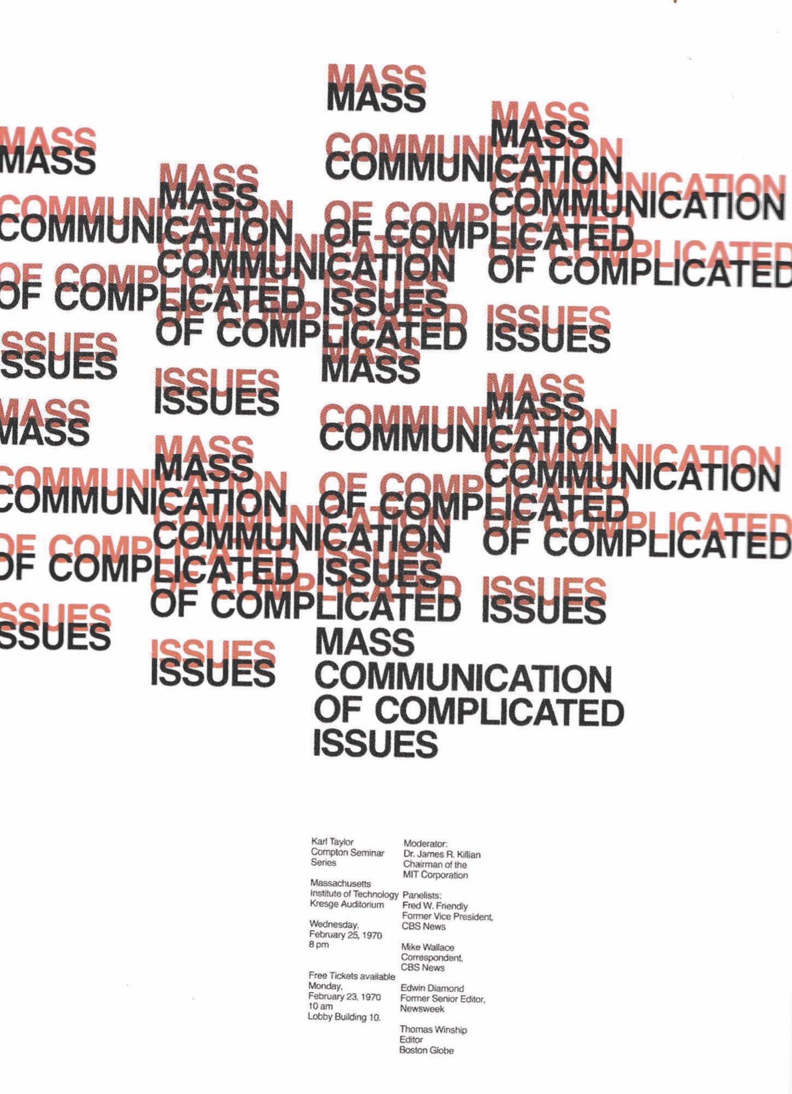 Vintage 1970 MIT Seminar Poster Mass Communication of Complicated ...
