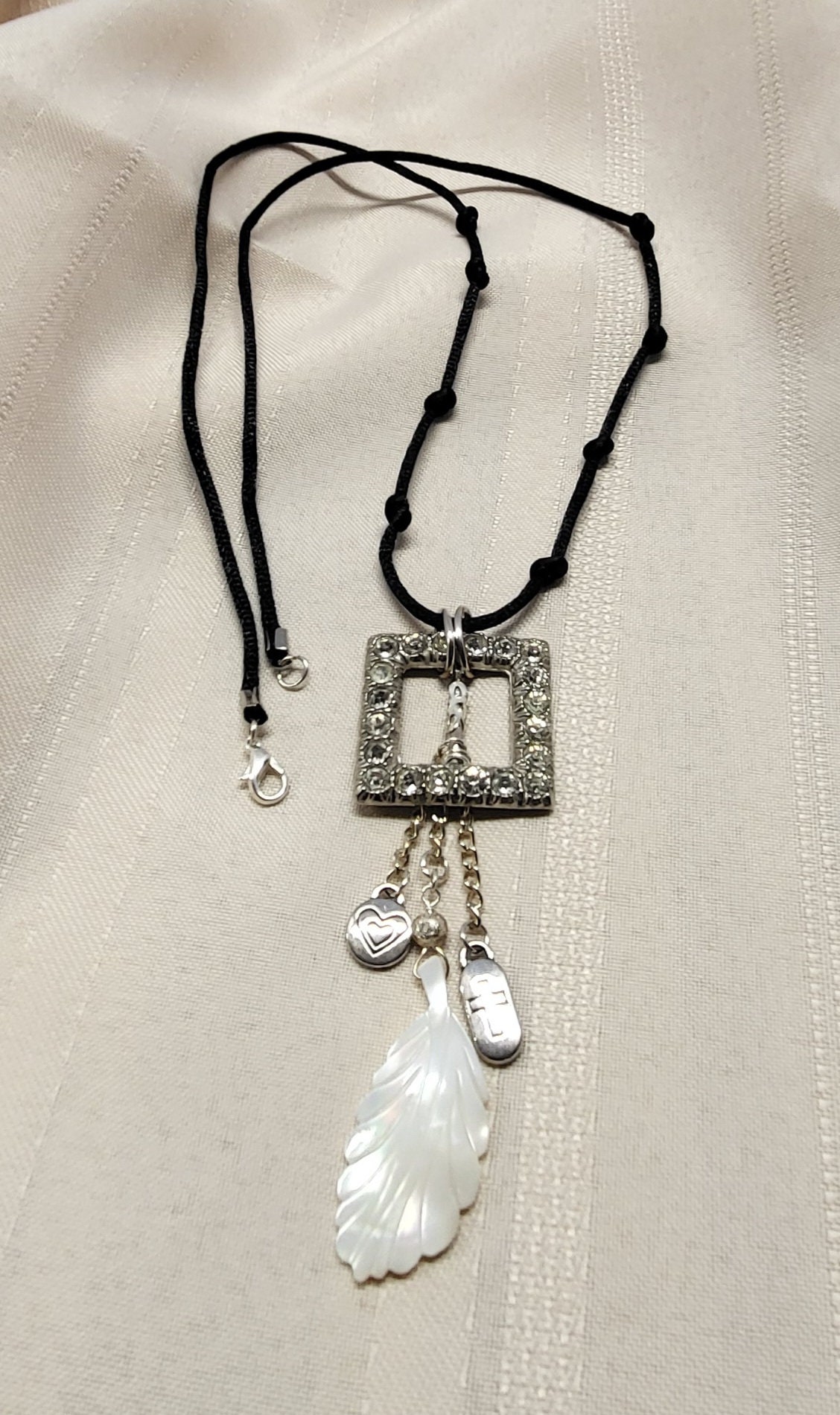 Vintage Belt Buckle Necklace With Mother-of-pearl Feather and ...