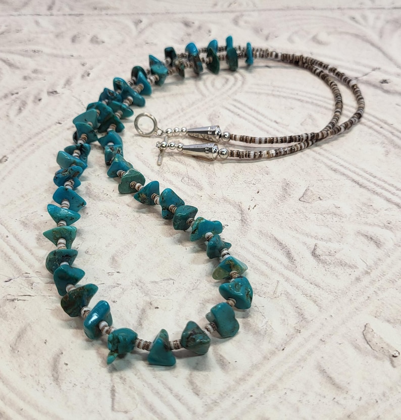 Christmas in July Sale! Blue Turquoise Necklace and Heishi Beads With ...