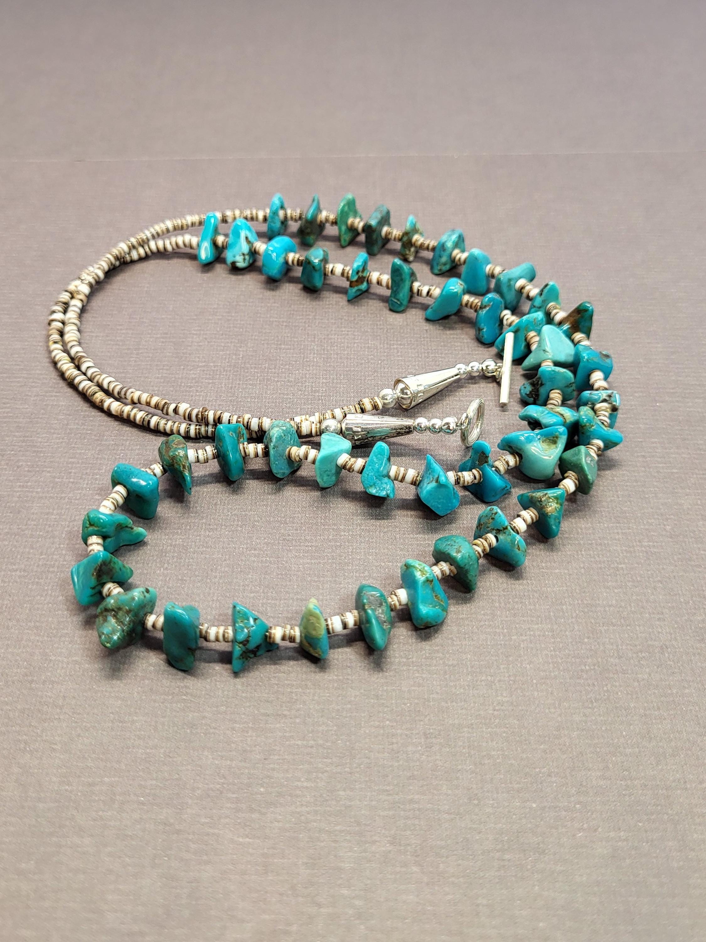 Christmas in July Sale! Blue Turquoise Necklace and Heishi Beads With ...