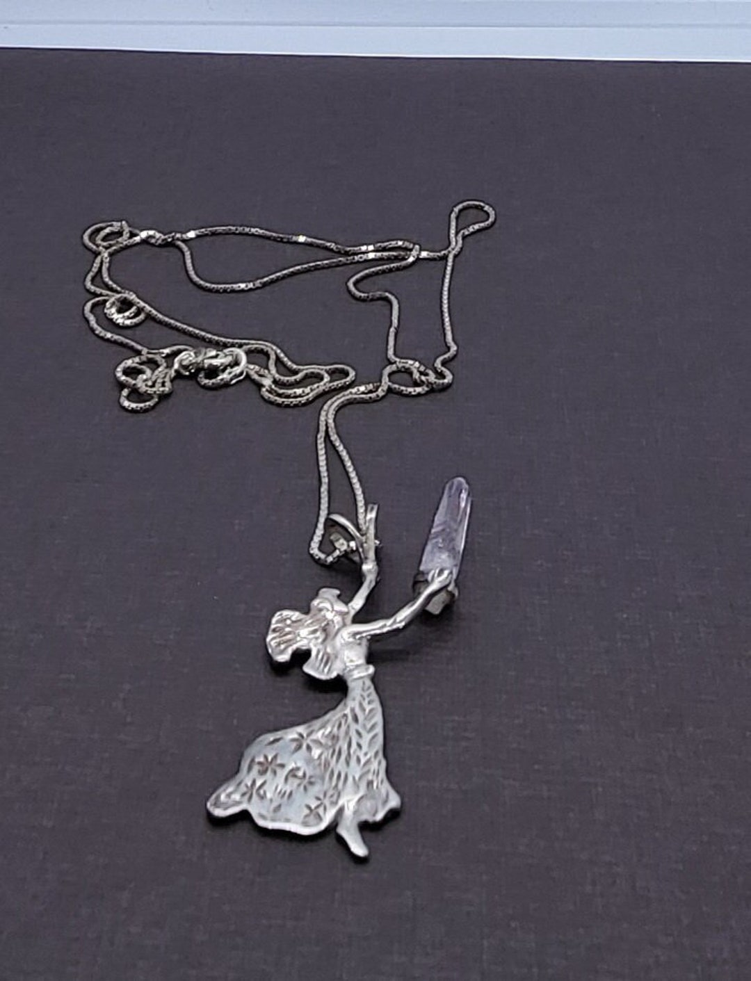 Sterling Silver Goddess Necklace: Dancing Woman Pendant, Amethyst ...