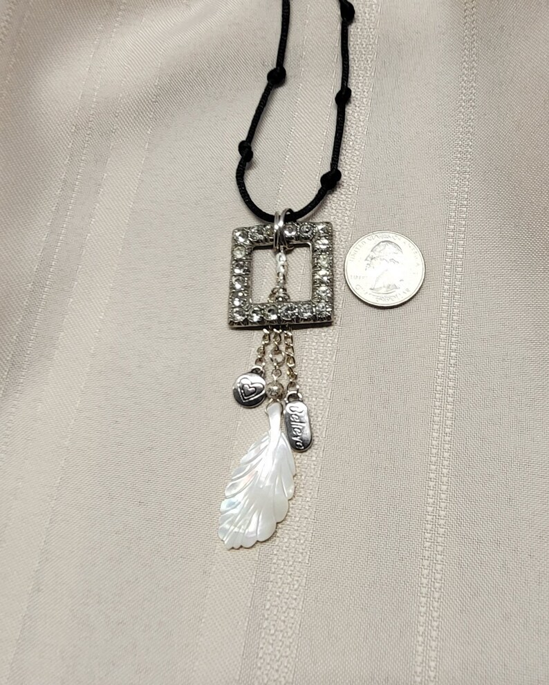 Vintage Belt Buckle Necklace With Mother-of-pearl Feather and ...